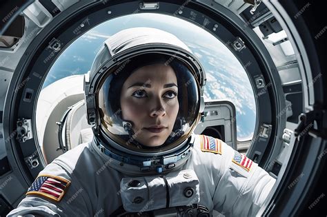 Premium Photo | An astronaut looking out of a spaceship window