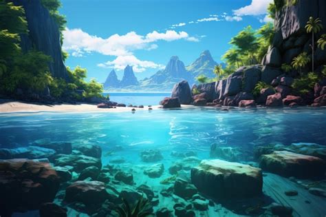 Premium Ai Image Crystal Clear Blue Waters Of A Tropical Paradise