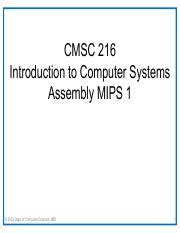 Class Assembly Mips Pdf Cmsc Introduction To Computer Systems Assembly Mips