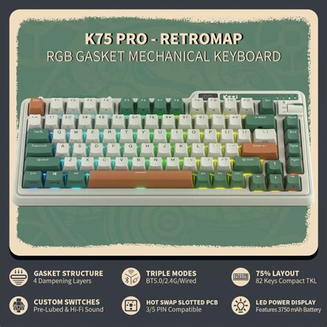 Rk Kzzi K75 Pro คีย์บอร์ดแบบกลไกแบบ Hot Swappable แบบไร้สาย แบบมีสาย