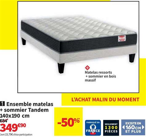 Promo Ensemble Matelas Sommier Tandem 140 X 190 Cm Chez Conforama