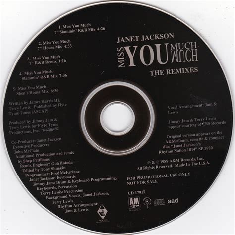Janet Jackson Miss You Much The Remixes 1989 Cd Discogs