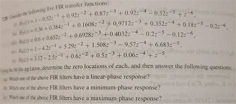 728 Consider The Five Fir Transfer Functions I