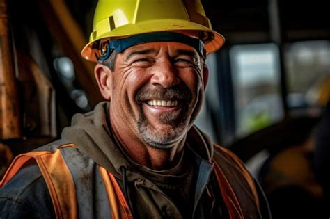 Premium Ai Image Portrait Of Worker Builder Standing Against Of Usa