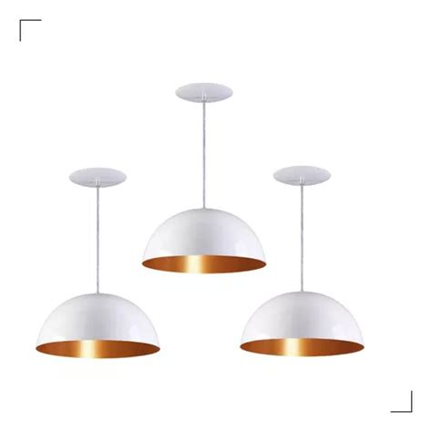 Kit 3 Pendentes Meia Lua 50cm Branco Cobre Frete grátis
