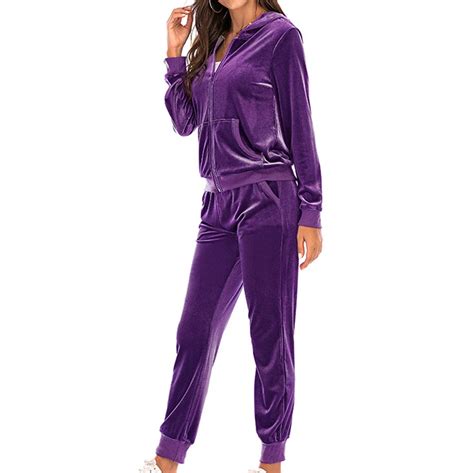 Fanxing Womens Velour Sweatsuits 2025 Fall Full Zip Hoodies Tracksuits