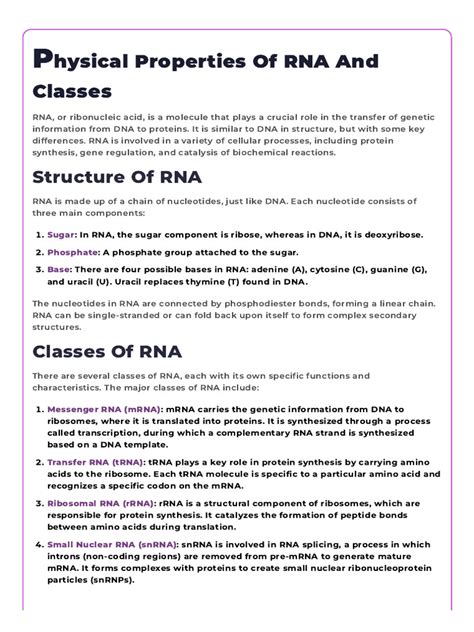 Physical Properties Of Rna And Classes Pdf Physical Properties Of Rna And Classes Pdf