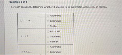 Solved For Each Sequence Determine Whether It Appears To Be