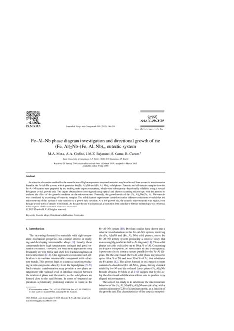 Pdf Fe Al Nb Phase Diagram Investigation And Directional Growth Of