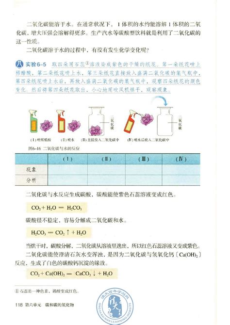 二氧化碳的性质 二氧化碳与水反应在线阅读 2012部编版九年级化学上册书 好学电子课本网