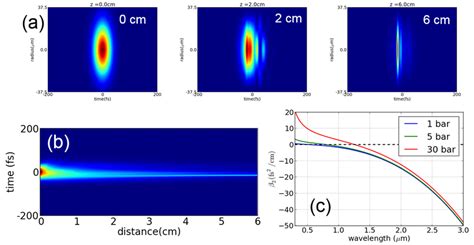 A Spatio Temporal Profiles Of The Pulse After 0 2 And 6 Cm Download Scientific Diagram