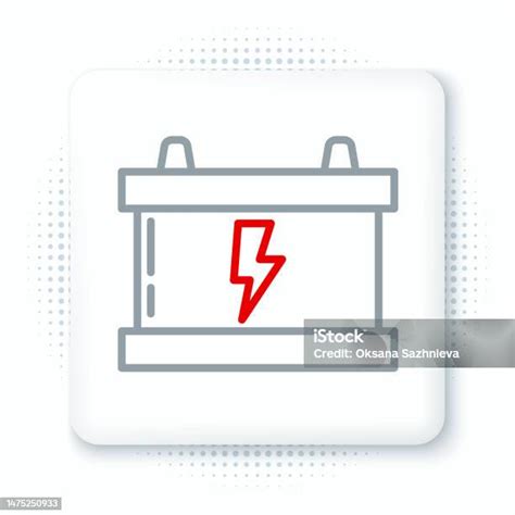 라인 자동차 배터리 아이콘 흰색 배경에 격리 축압기 배터리 에너지 전력 및 전기 축압기 배터리 번개 컬러풀한 아웃라인 컨셉 벡터