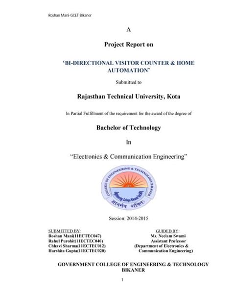 Project Report On Bidirectional Visitor Counter And Home Automation Pdf