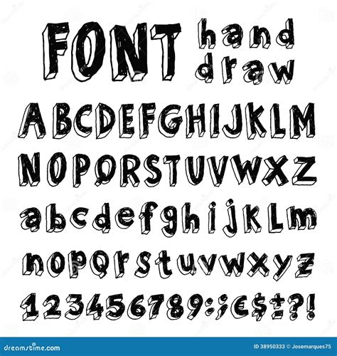 Hand Drawn Alphabet Handwritten Font Stock Vector Illustration Of
