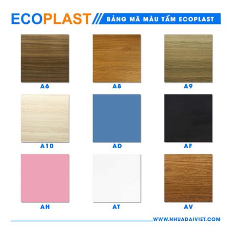 Bảng Mã Màu Tấm Nhựa Nội Thất Ecoplast Đỗ Thành Đạt Plastic