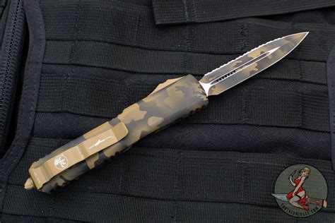 Microtech Ultratech Otf Knife Double Edge Coyote Camo Handle Coyote