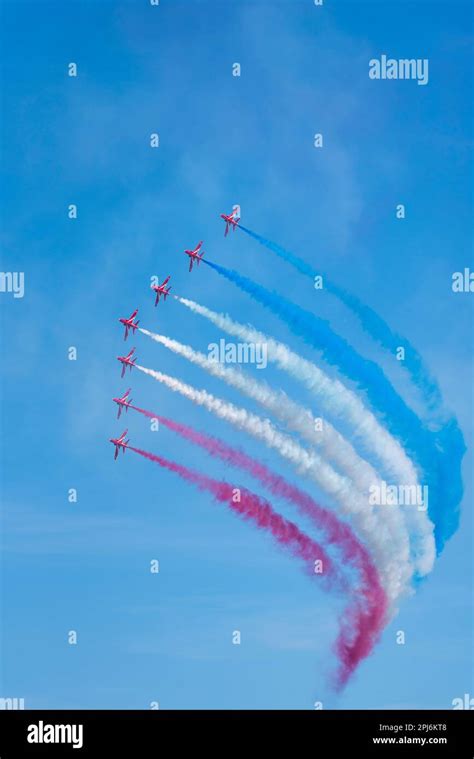 Royal Air Force Red Arrows Display Team Flying At The Royal