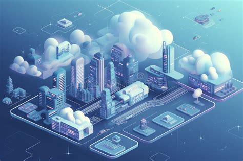 Ai Generative Cloud Computing Isometric Concept Cloud Computing Technology Stock Illustration