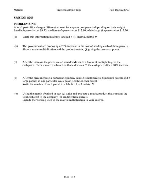 matrices post practice sac pdf matrix mathematics mathematical