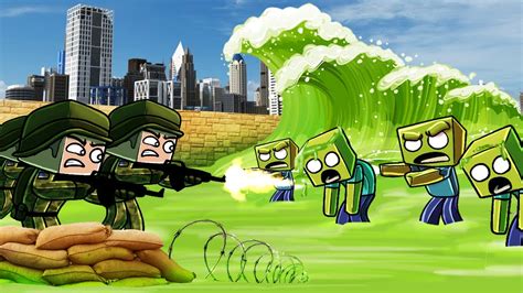 Minecraft ZOMBIE TSUNAMI BASE CHALLENGE Tsunami Destroys City Virus Tsunami YouTube