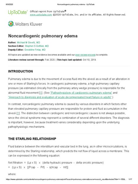 Noncardiogenic Pulmonary Edema