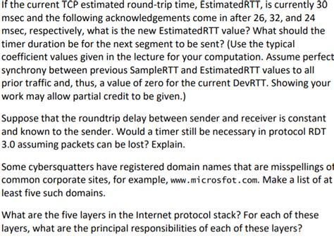 If The Current Tcp Estimated Round Trip Time