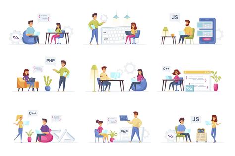 Programming Scenes Bundle 1436945 Vector Art At Vecteezy