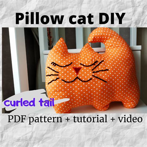 Easy Cat Sewing Pattern Cat Shaped Pillow With Curled Tail Inspire
