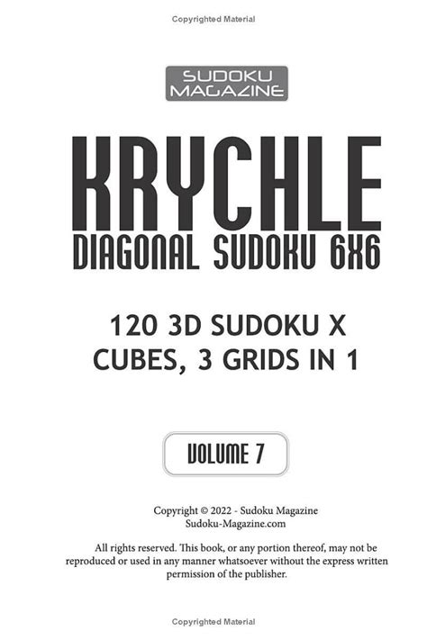 Krychle Diagonal Sudoku 6×6 120 3d Sudoku X Cubes 3 Grids In 1