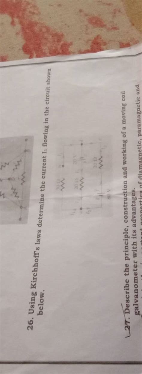 26 using kirchhoff s laws determine the current i1 flowing in the circu