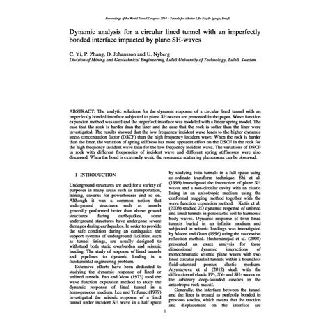 Dynamic Analysis For A Circular Lined Tunnel With An Imperfectly Bonded