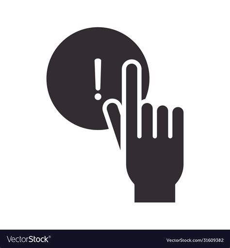 Alert Icon Hand Cliking Warning Button Attention Vector Image