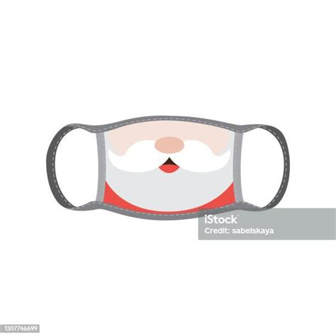 Face Mask With Santas Mustache And Beard Flat Vector Illustration