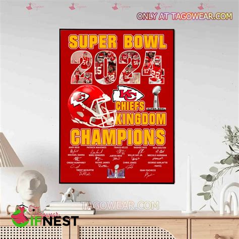 Super Bowl 2024 Kansas City Chiefs Kingdom Champions Signatures Canvas