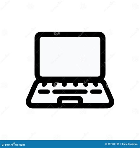 Black Line Laptop Icon Isolated On White Background Stock Illustration Illustration Of