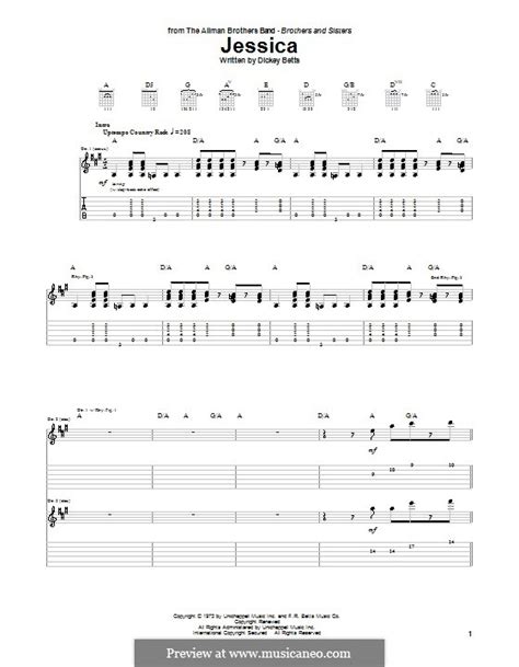 Jessica The Allman Brothers Band By D Betts Sheet Music On Musicaneo