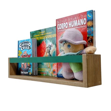 Revisteiro De Parede Prateleira De Quarto Infantil Verde M
