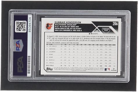 Gunnar Henderson Signed 2023 Topps 206 Rc Psa Pristine Auction
