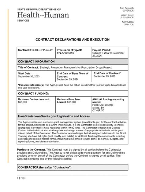 Fillable Online D1 FY24 RFA SPF Rx Project Draft Updated Contract