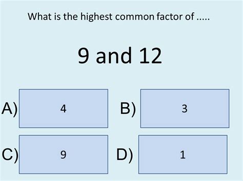 Ks3 Maths Multiple Choice Starter Activity For Highest Common Factor
