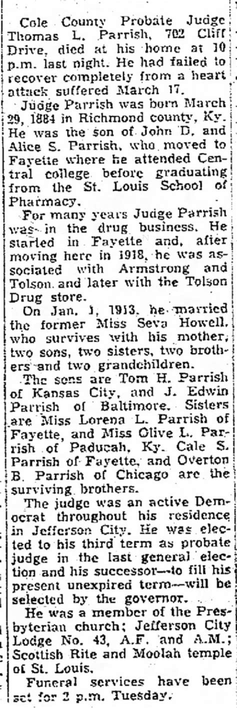 Judge Thomas Lafon Parrish 1884 1950 Find A Grave Memorial