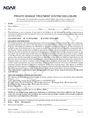 Fillable Online PRIVATE SEWAGE TREATMENT SYSTEM DISCLOSURE Fax Email