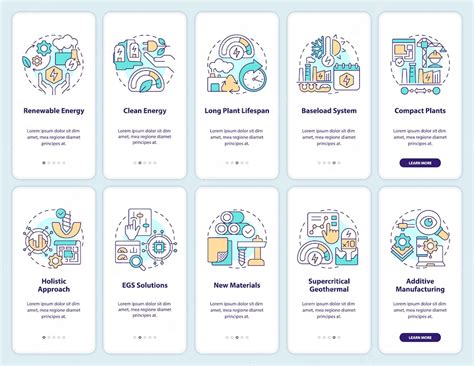 Premium Vector Geothermal Power Onboarding Mobile App Screen Set