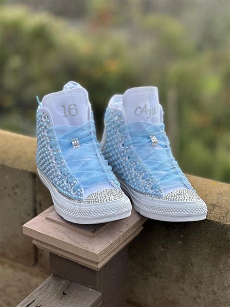Custom Bling Converse Pearl And Rhinestone Wedding Shoes T For Her