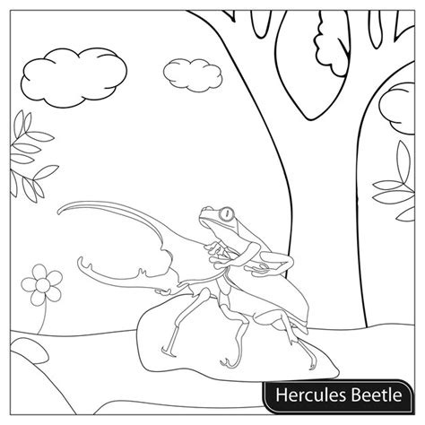 아이들을 위한 딱정벌레 색칠 페이지 프리미엄 벡터