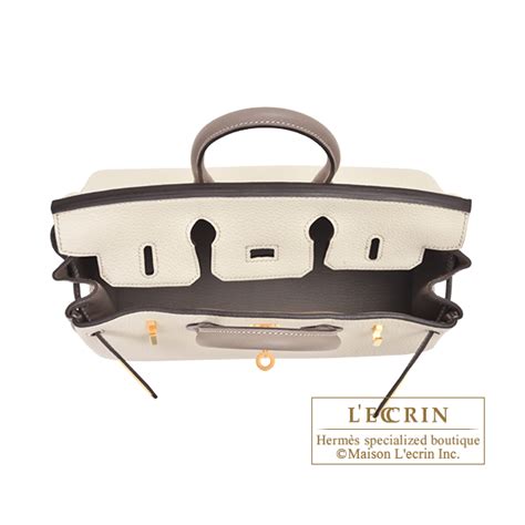Hermes Personal Birkin Bag 25 Craie Gris Asphalt Togo Leather Matt