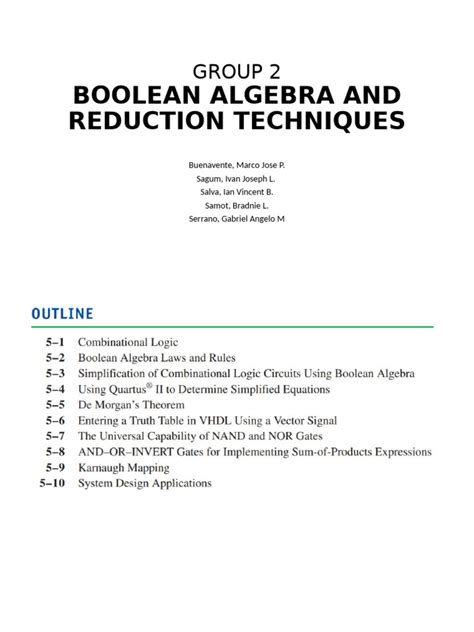 51 Boolean Algebra And Reduction Techniques Pdf Logic Gate Algebra