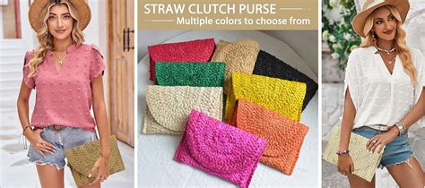 Straw Clutch Bag Woven Beach Straw Handbag Wallet
