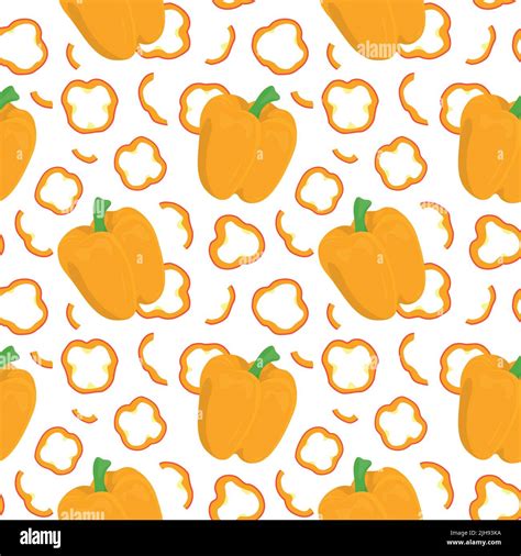 Seamless Vector Pattern Background Of Bell Peppers Made Of Simple