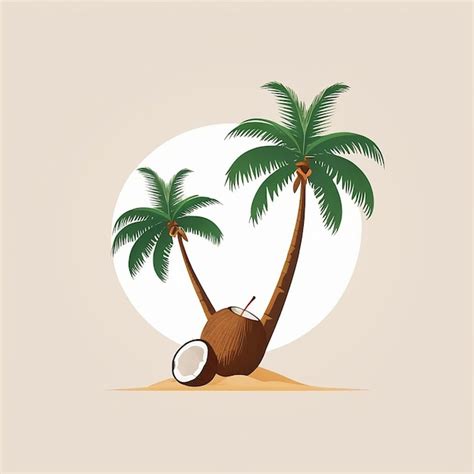 A Palm Tree And A Coconut Premium AI Generated Vector